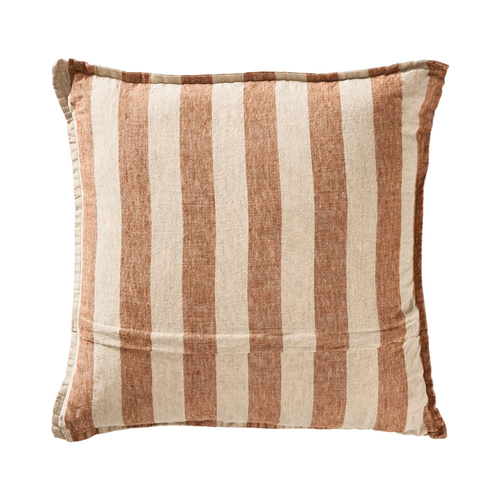 Belgian Brown Sugar & Linen Stripe Vintage Washed Linen Cushion | Adairs