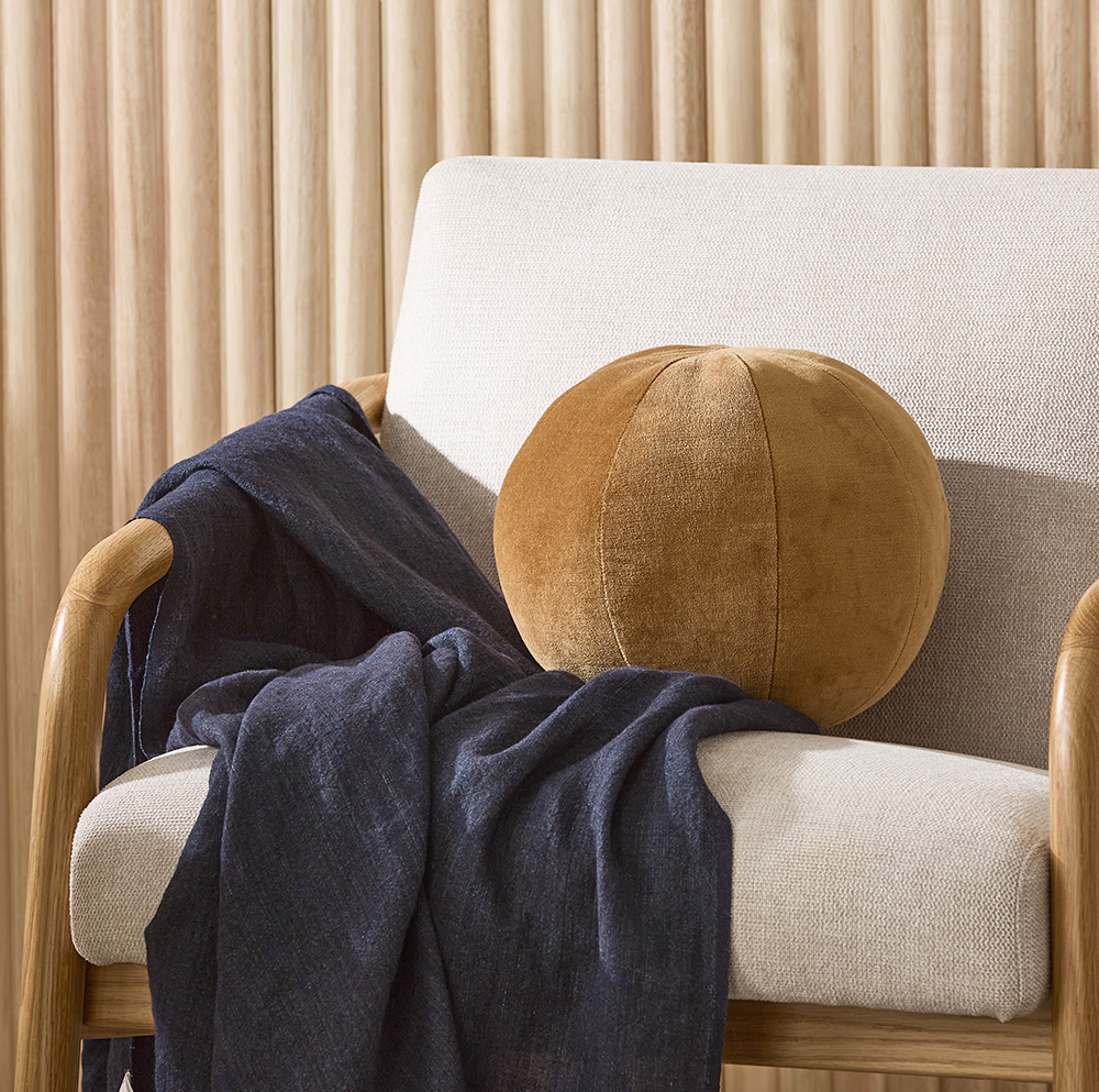 Bombay Deep Tobacco Ball Velvet Cushion | Adairs