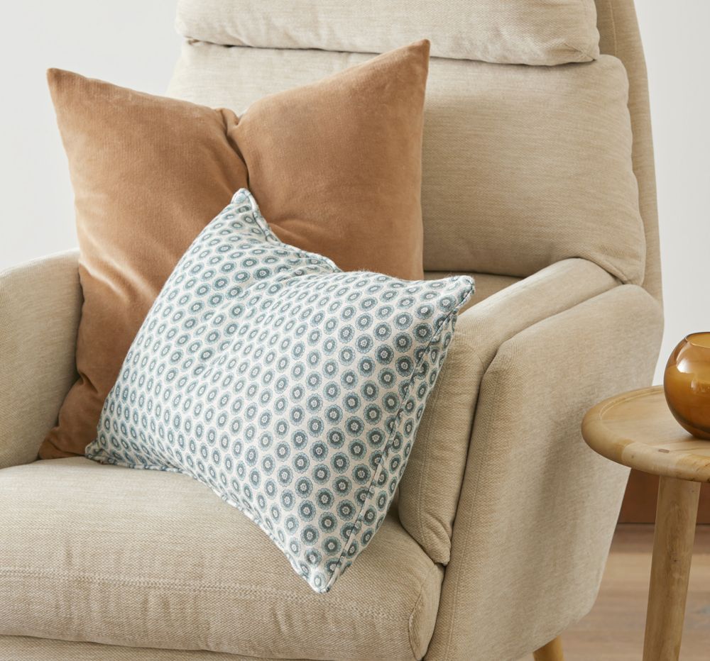 Woodblock Sage Floral Cushion | Adairs