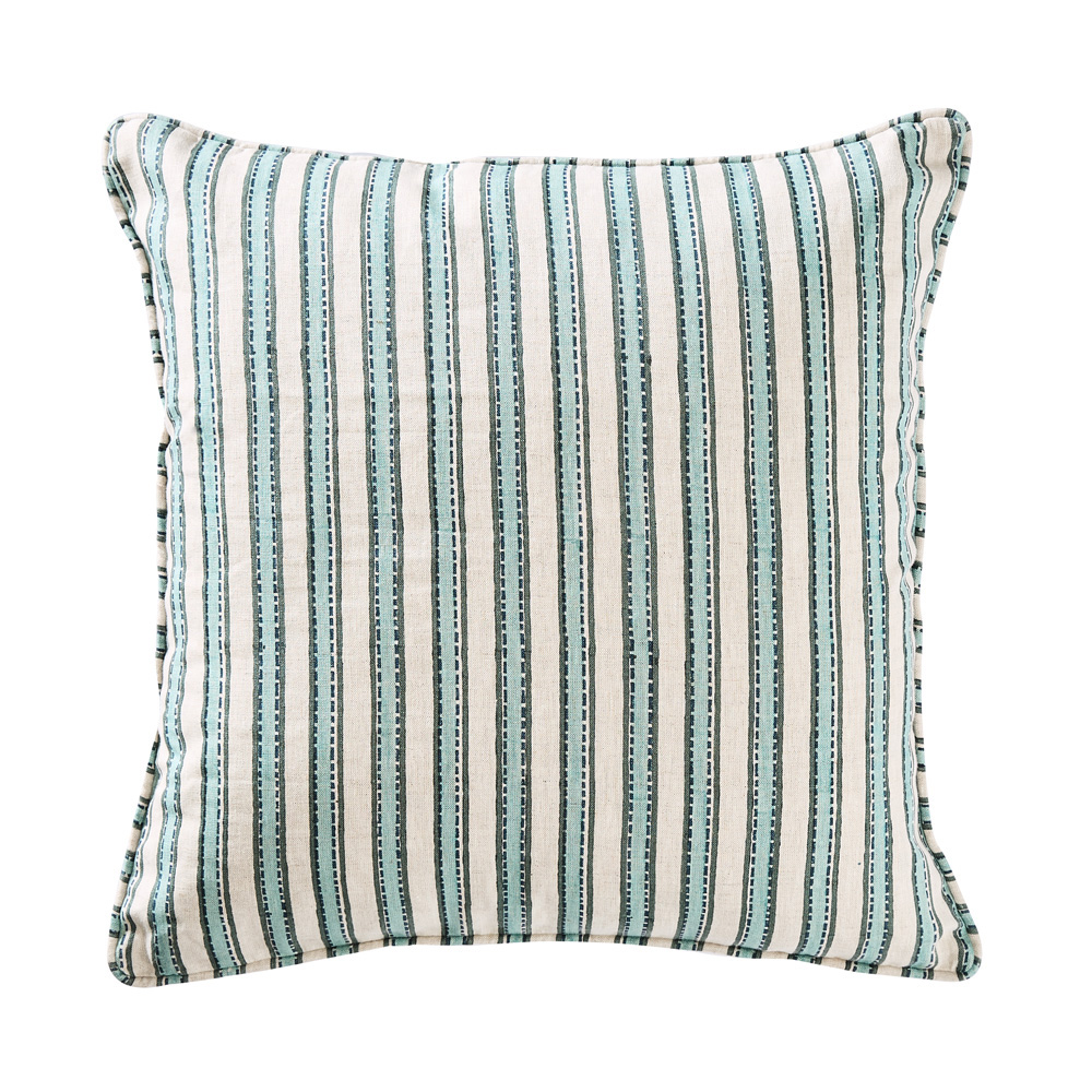 Woodblock Sage Stripe Cushion | Adairs