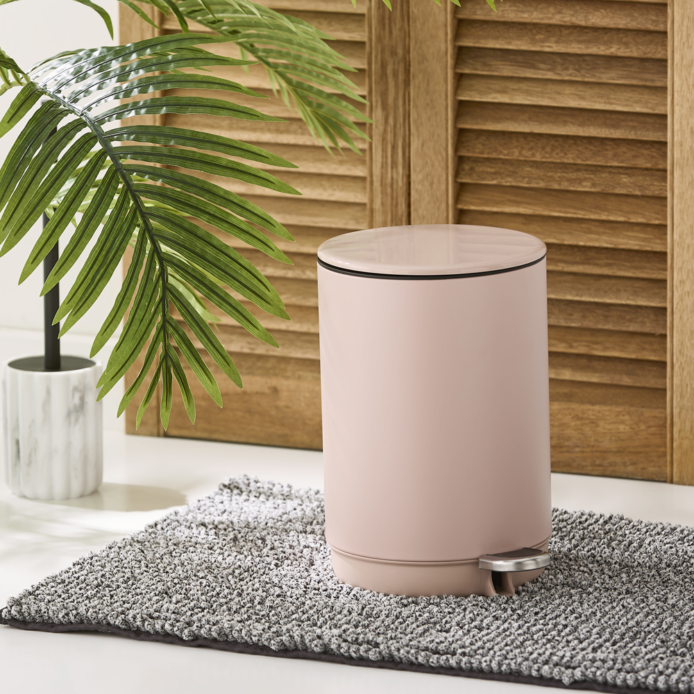Round Blush Metal Dust Bin | Adairs