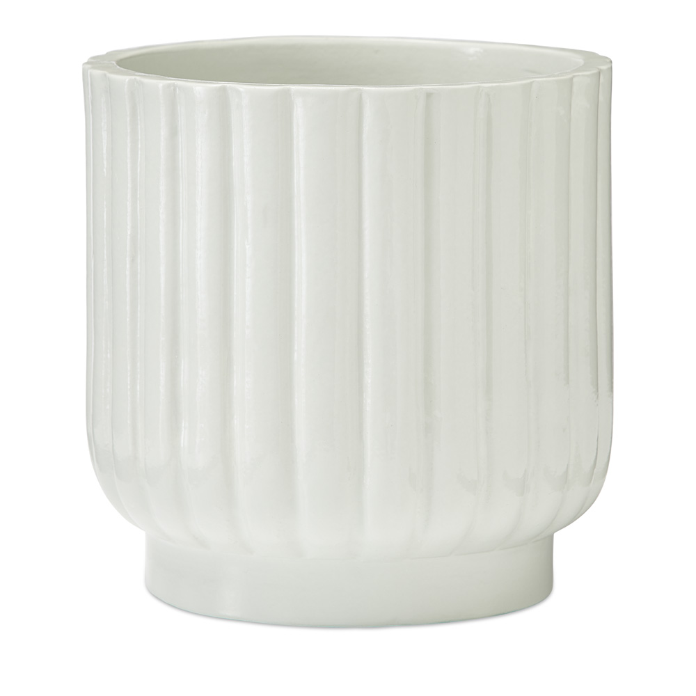 Ribbed Curved Eggshell Blue Pot | Adairs