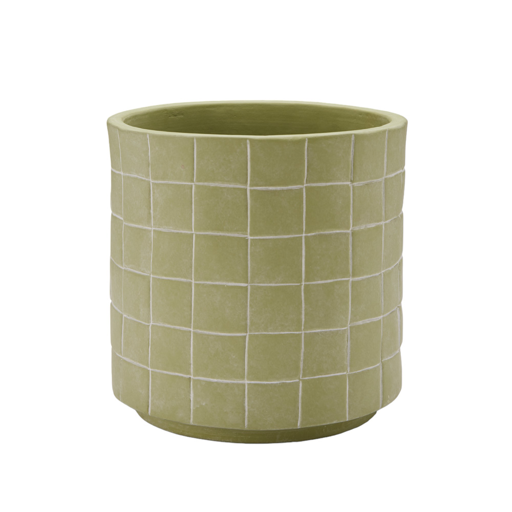 Embossed Soft Green Check Pot | Adairs