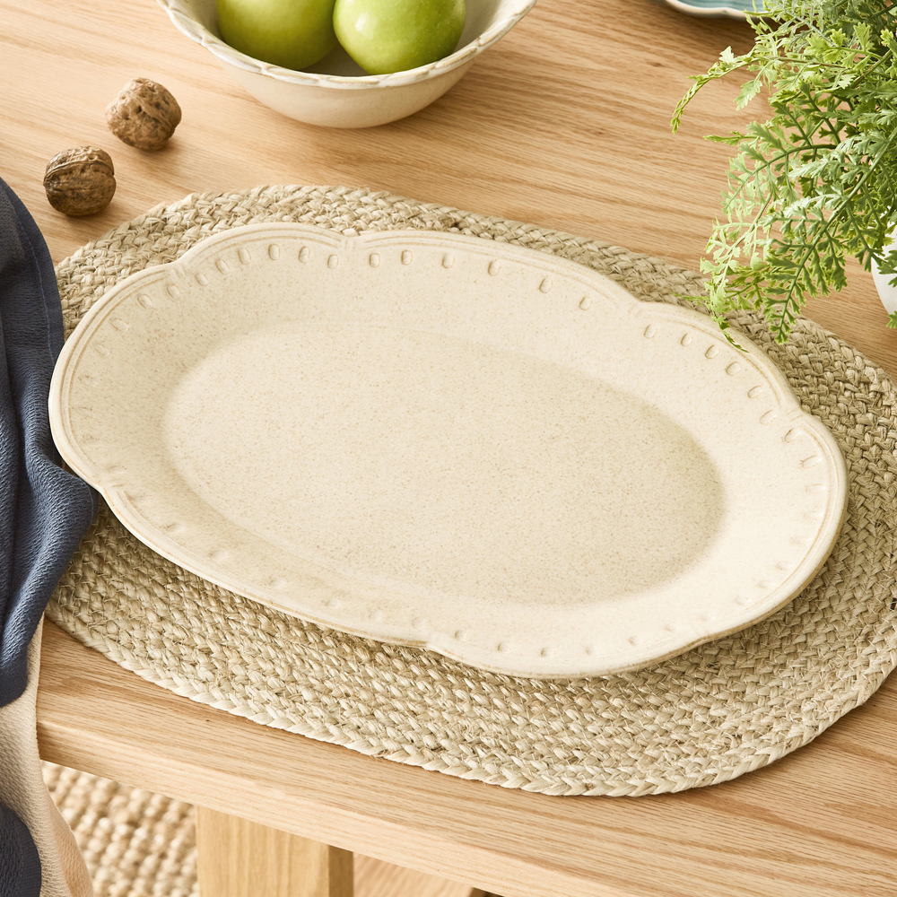 Adeline Scallop Natural Servingware | Adairs