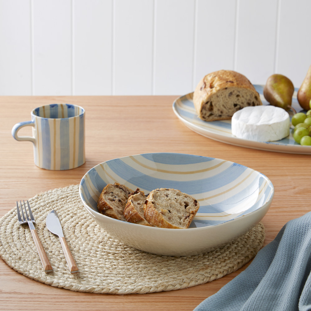 Soho Blue Stripe Servingware | Adairs