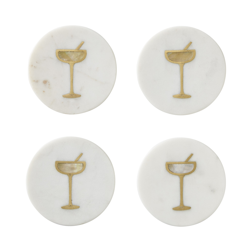 Cocktail White & Gold Marble Coasters Pack of 4 | Adairs