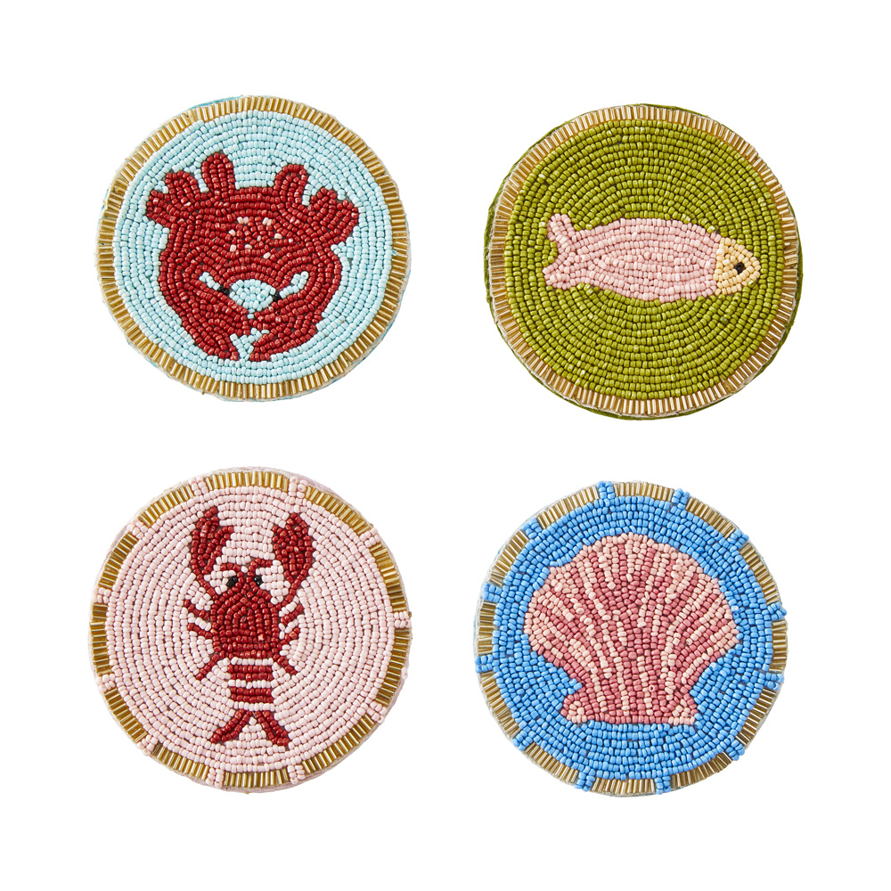 Fiesta Sea Life Beaded Coasters Pack of 4 | Adairs