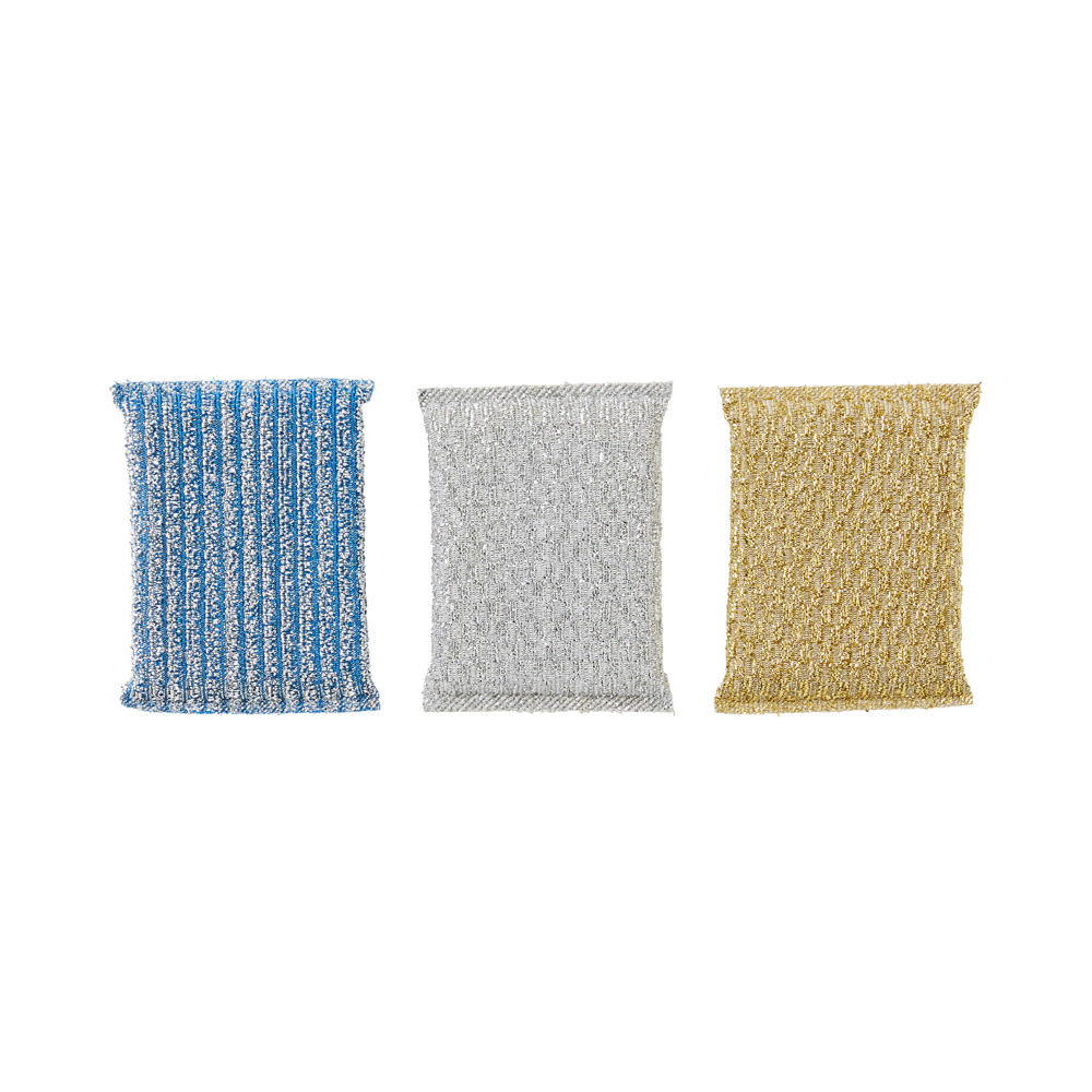 Remi Silver, Gold & Blue Metallic Thread Sponge Pack of 3 | Adairs
