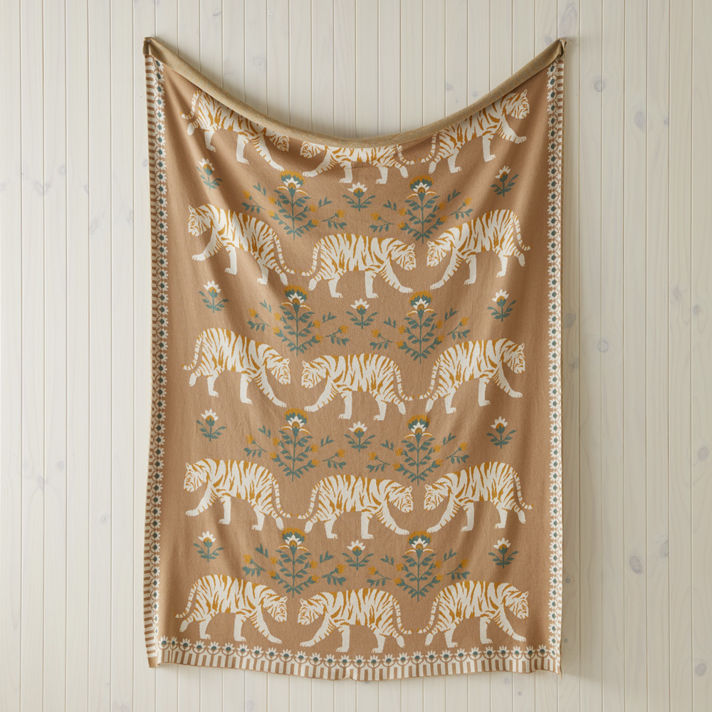 Bengal Tiger Brown Knitted Throw | Adairs
