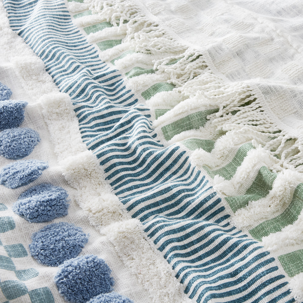 Paloma Green & Blue Tufted Throw | Adairs