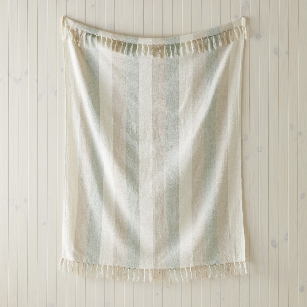 Cabo Natural & Green Stripe Throw | Adairs