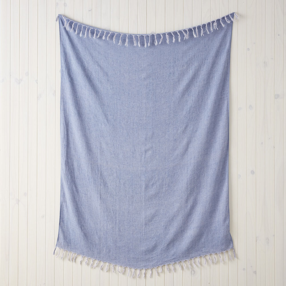 Malmo Arctic Blue Linen Throw | Adairs