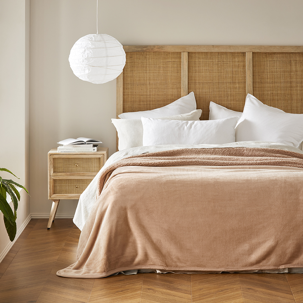 Sherpa Cappuccino Blanket | Adairs