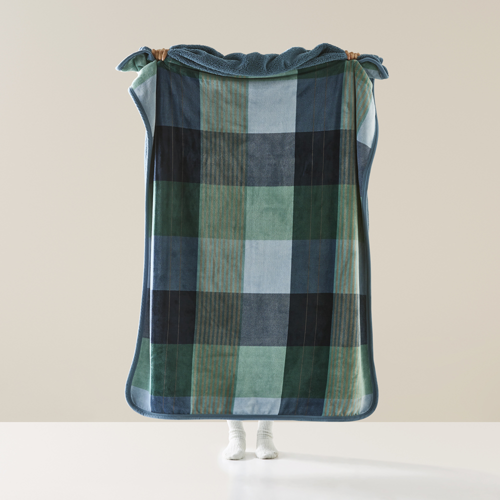 Sherpa Navy Oban Check Throw | Adairs