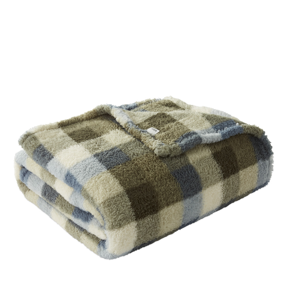 Cloud Green Check Blanket | Adairs
