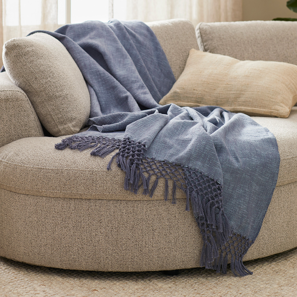 Macrame Knot Stormy Blues Throw | Adairs