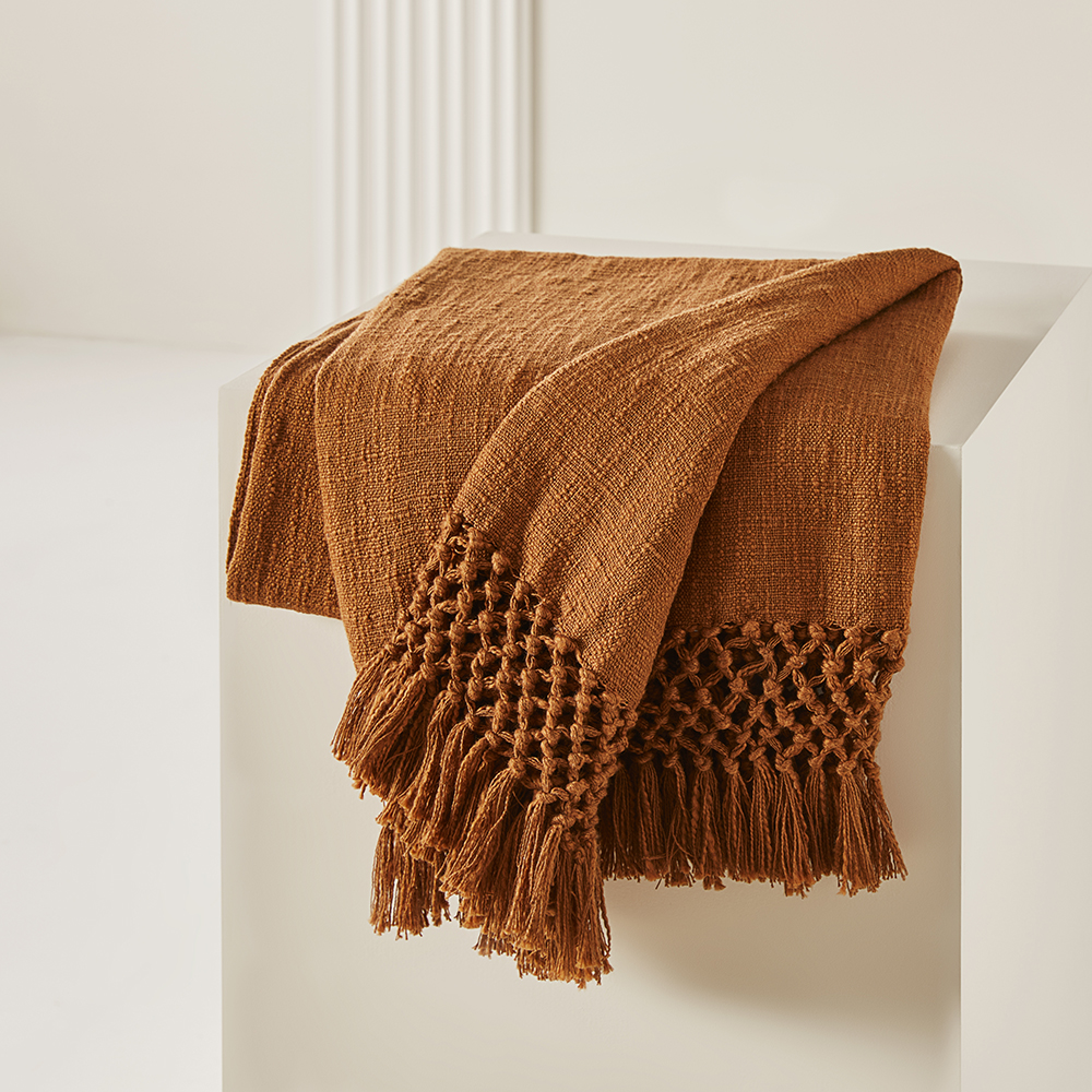 Macrame Brown Sugar Knot Throw | Adairs