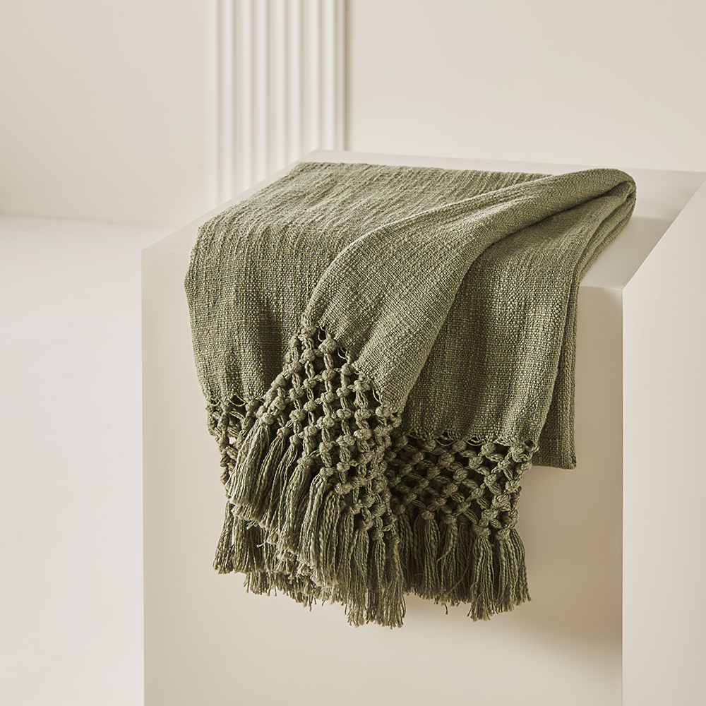Macrame Soft Green Knot Throw | Adairs