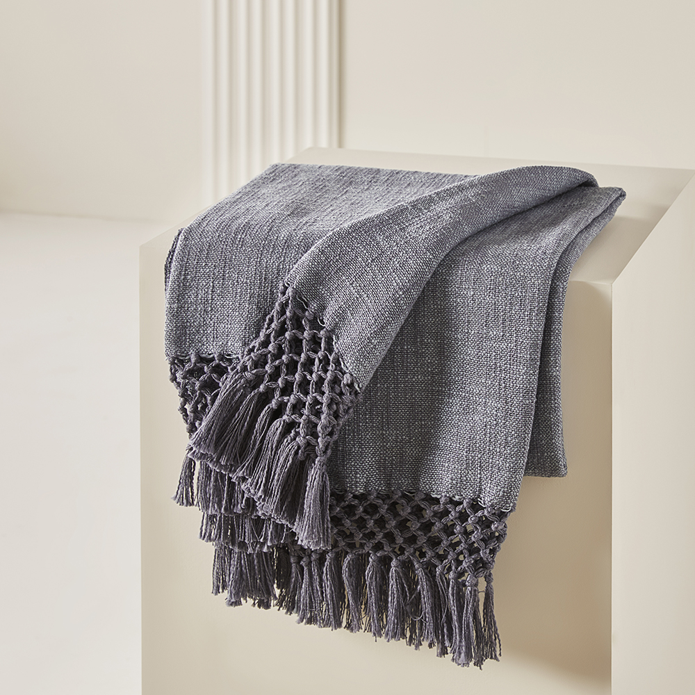 Macrame Knot Stormy Blues Throw | Adairs