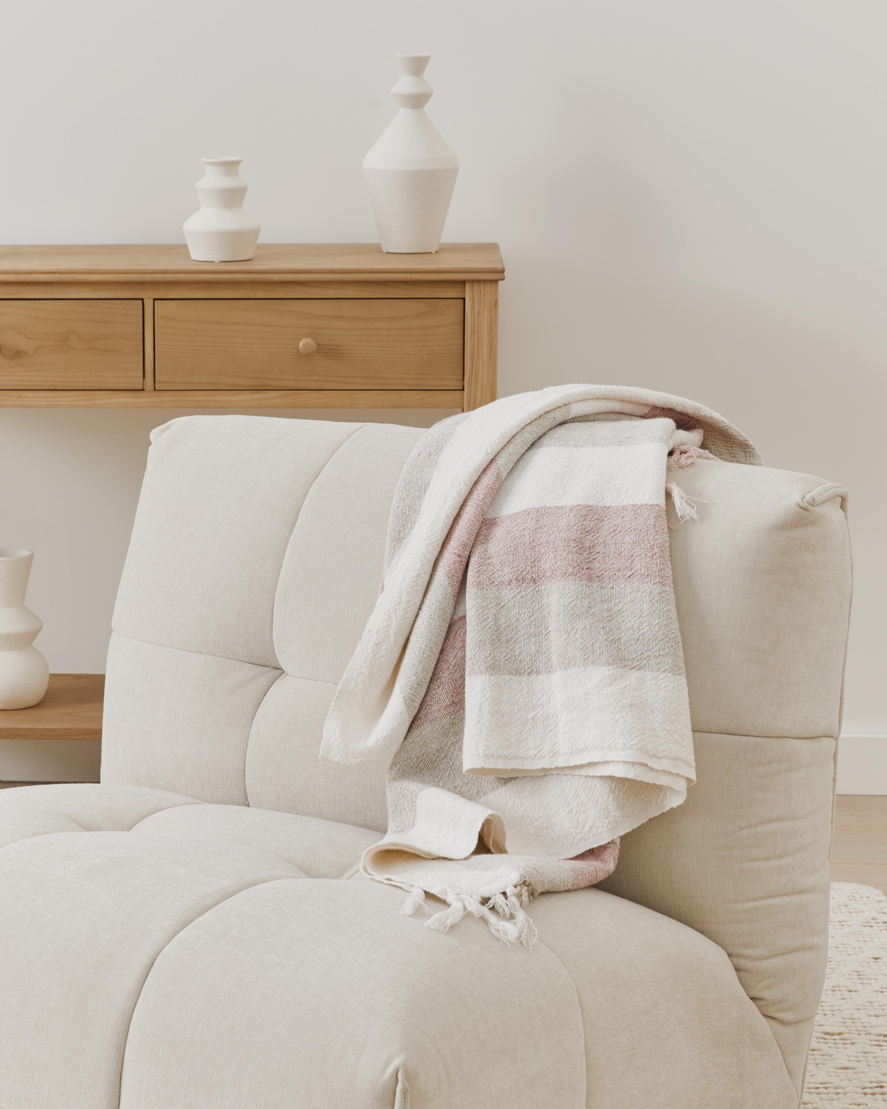 Cabo Natural & Dusty Rose Stripe Throw | Adairs