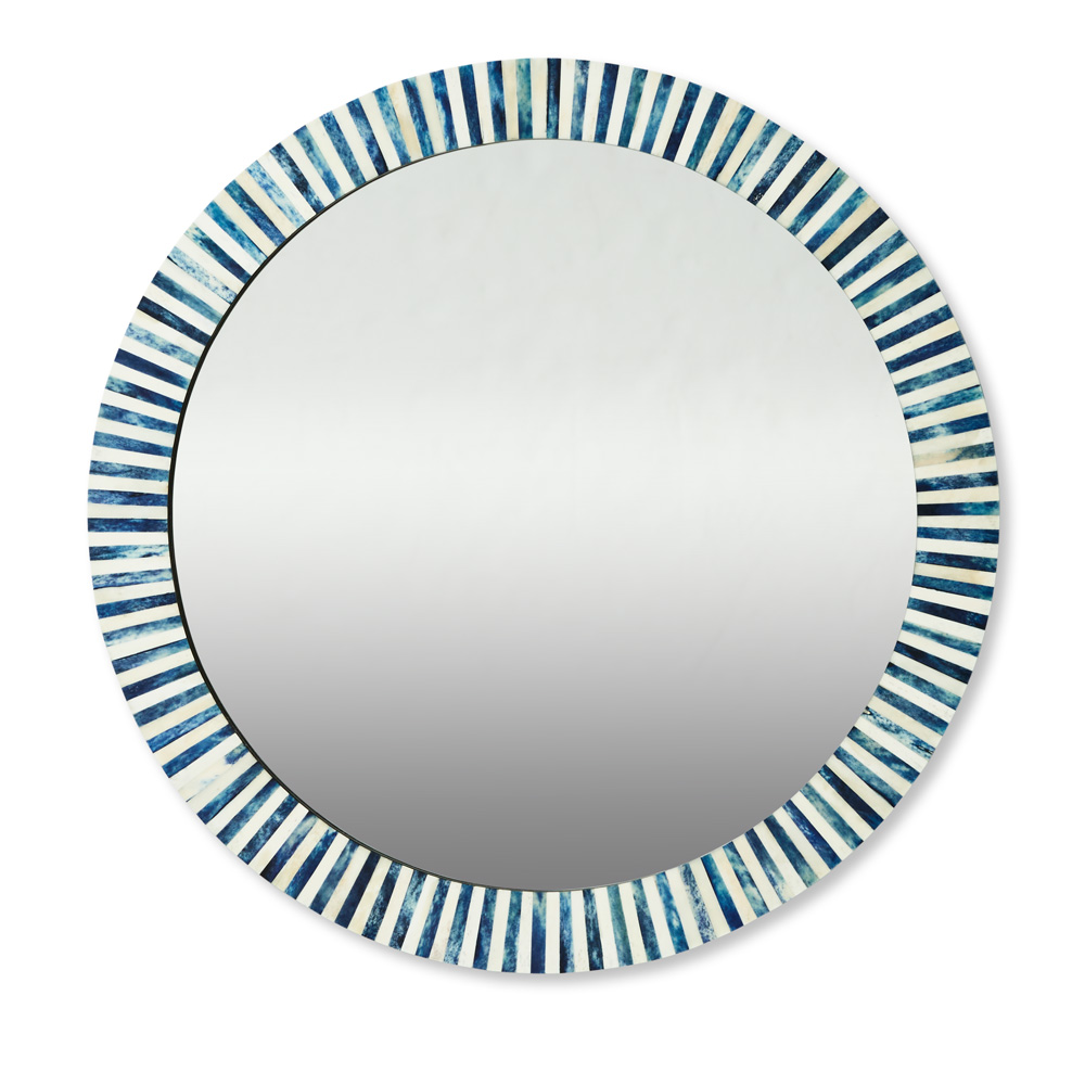Catania Blue & Ivory Stripe Mirror | Adairs