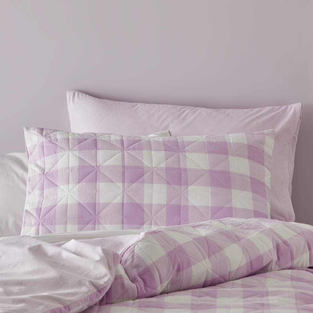 Adairs Kids - Mickey Gingham Lilac Quilted Quilt Cover Set | Adairs