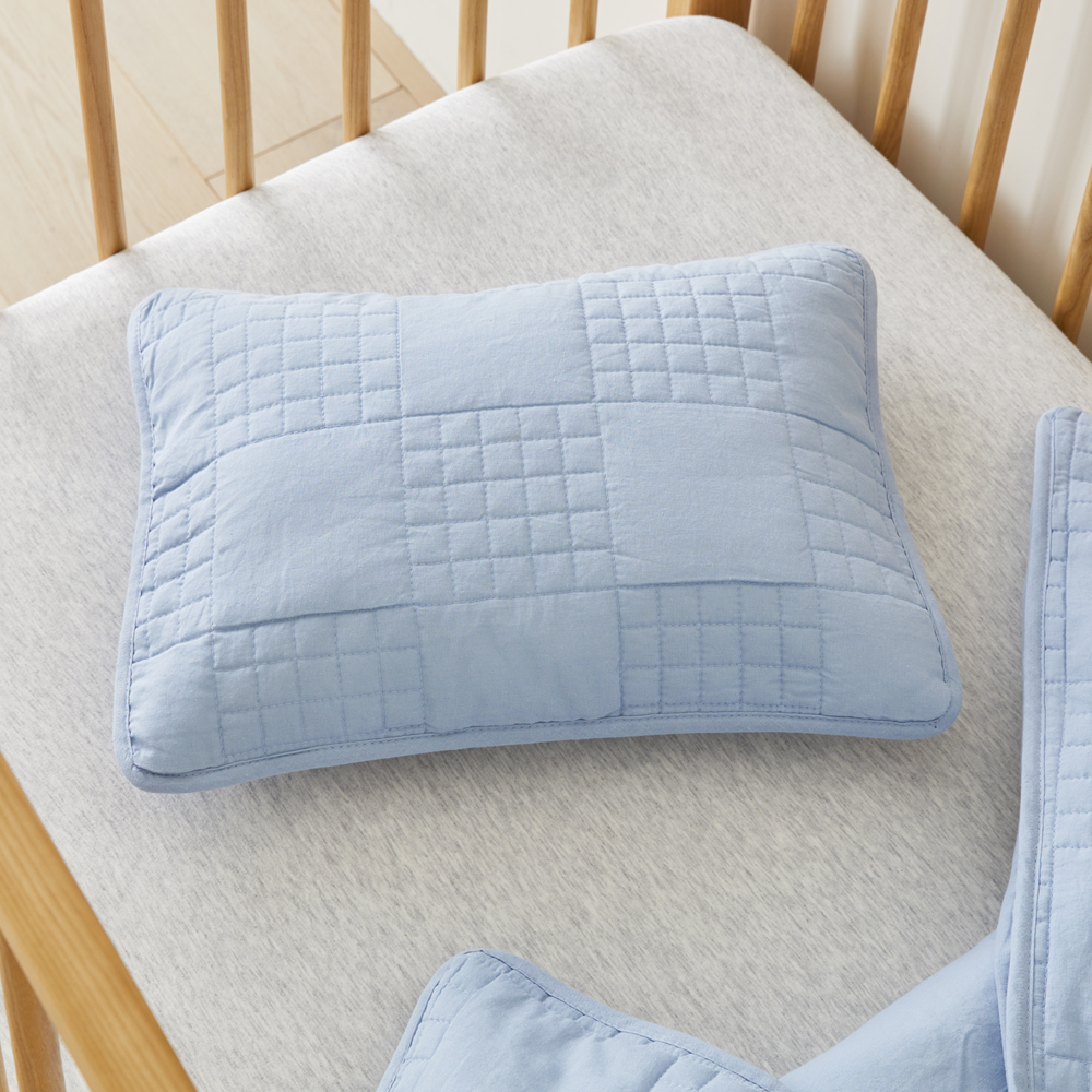 Adairs Kids - Murphy Powder Blue Quilted Cot Quilt Cover Set | Adairs