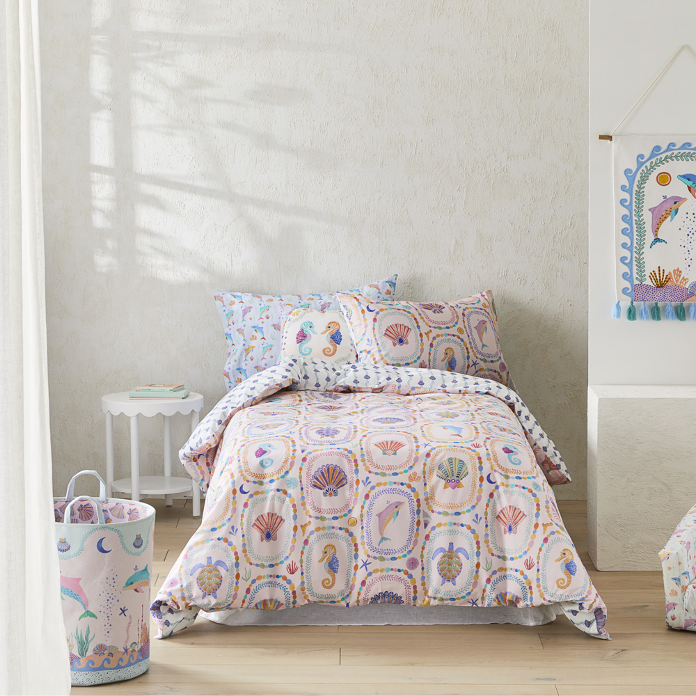 Adairs Kids - Karina Jambrak Mermaids Treasure Sandy Pink Quilt Cover ...