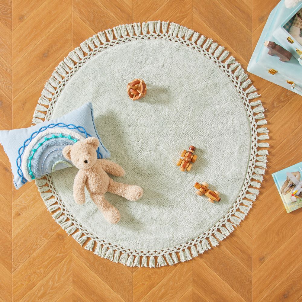 Adairs Baby - Sage Tassel Rug | Adairs