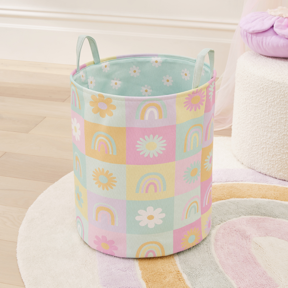 Adairs Kids - Sunshine & Rainbows Pastels Designer Printed Basket | Adairs