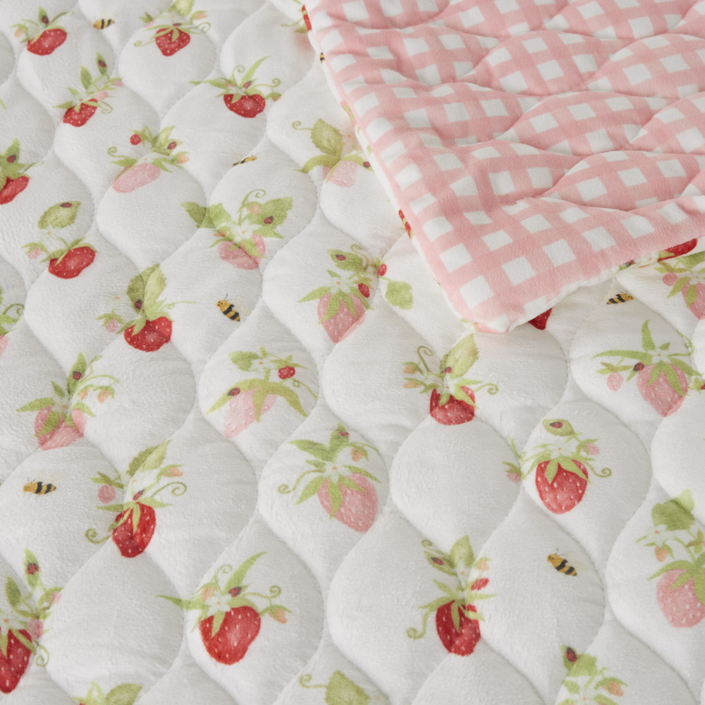 Adairs Kids - Heirloom Pink Sweet Strawberry Quilted Blanket | Adairs