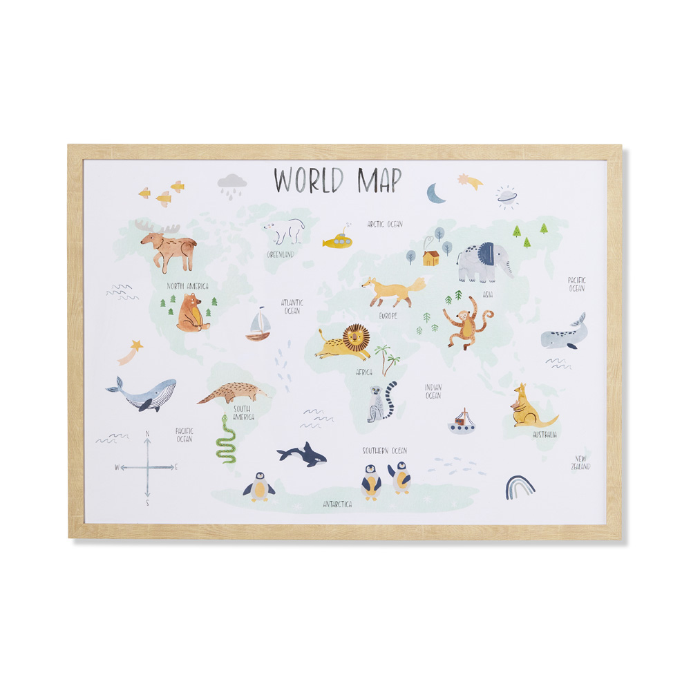 Adairs Kids - Jungle World Map Wall Art | Adairs