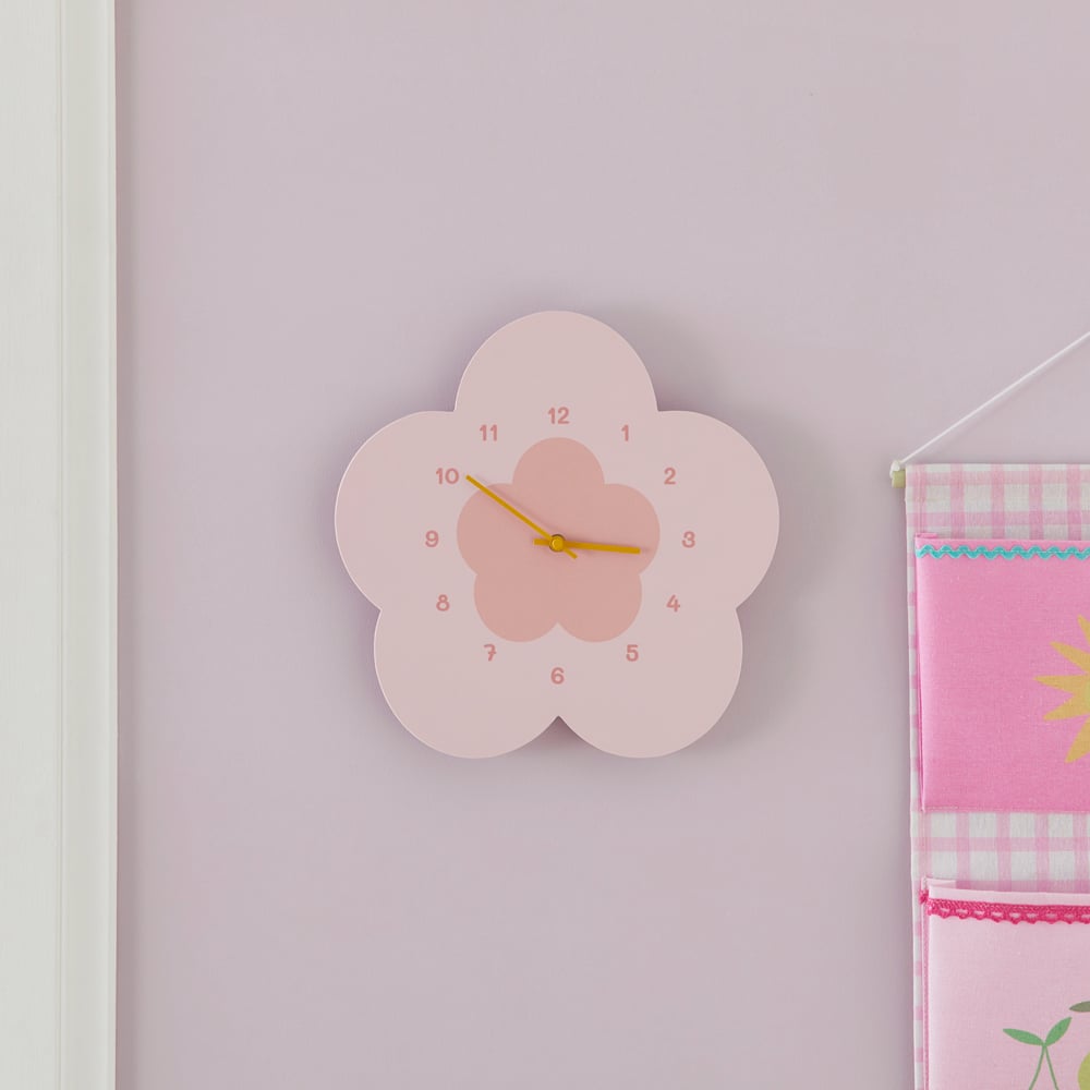 Adairs Kids - Kids Pink Daisy Wall Clock | Adairs