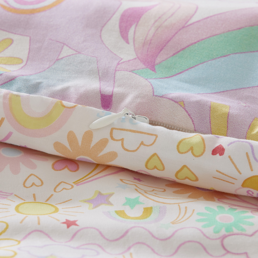 Adairs Kids - Stonewashed Cotton I Love Unicorns Rainbow Cot Quilt ...