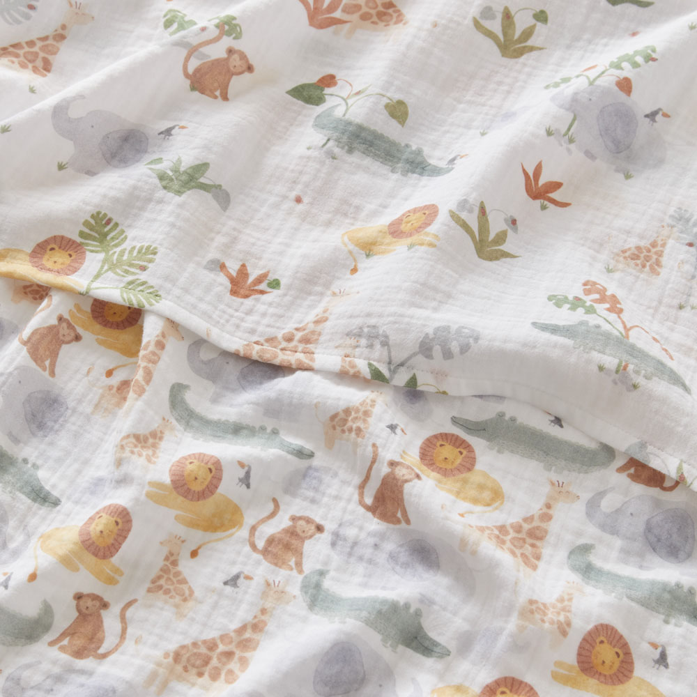 Adairs Baby - Jungle Juniors White Cotton Muslin Baby Swaddles 2pk | Adairs