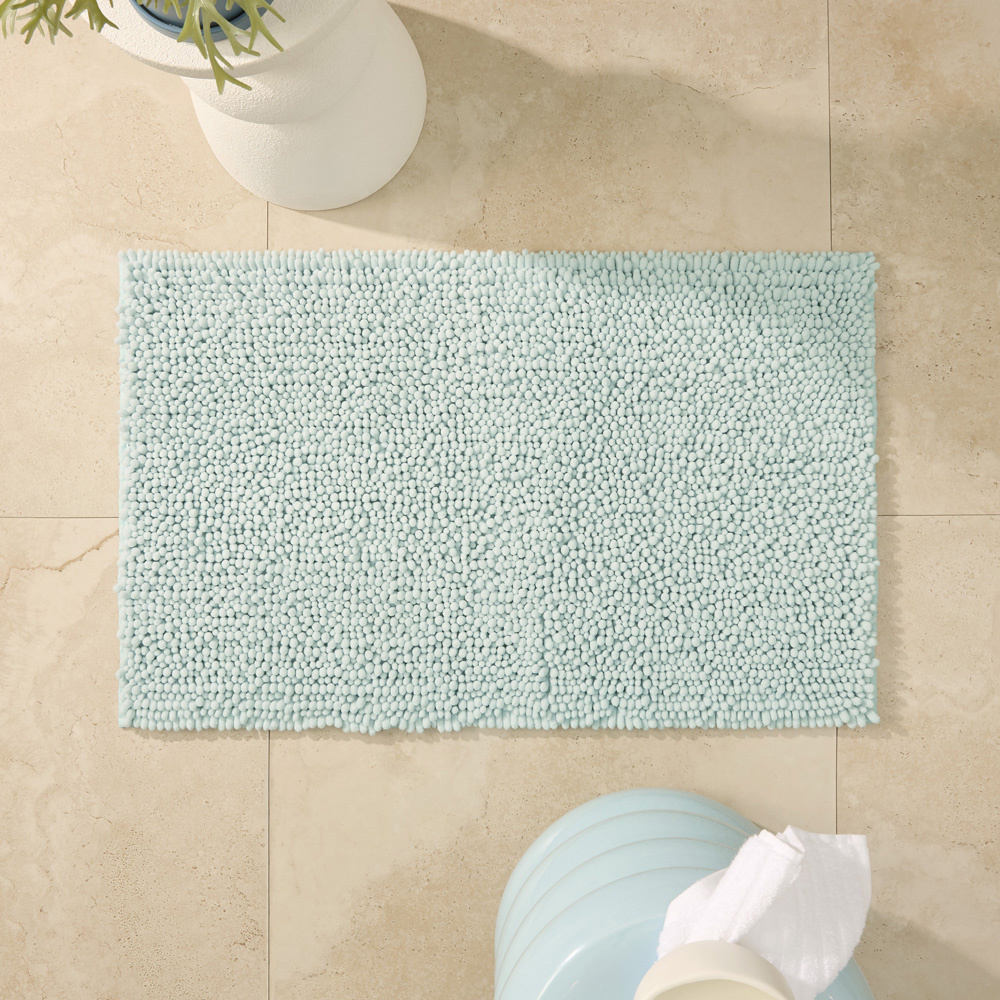 Microplush Aquamarine Bobble Bath Mat | Adairs