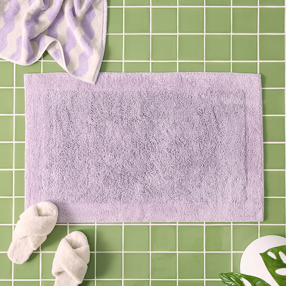 Nicola Lilac Combed Cotton Bath Mat | Adairs