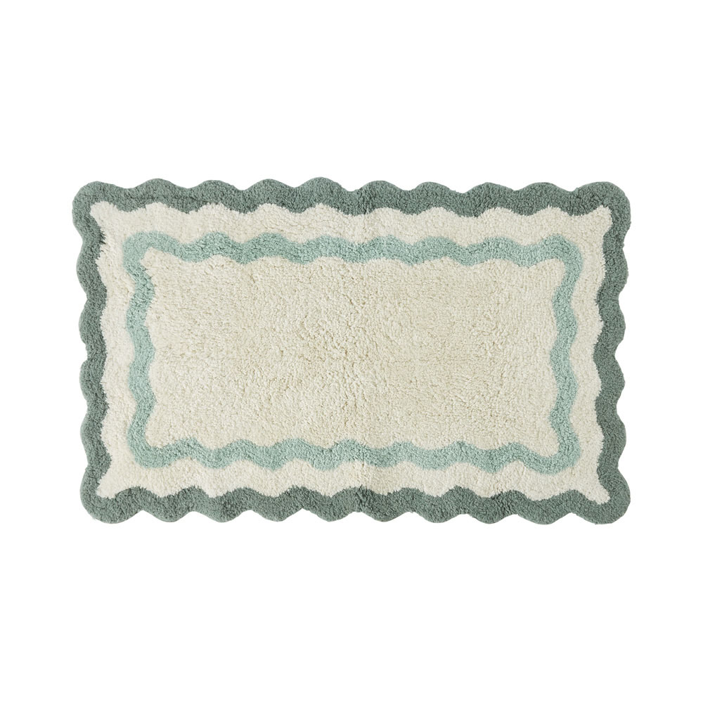 Natural & Green Scallop Bath Mat | Adairs