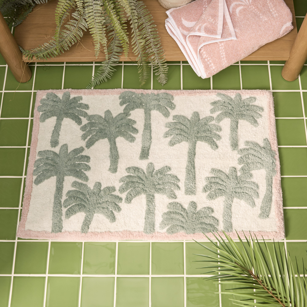 Palm Tree Seafoam Multi Bath Mat | Adairs