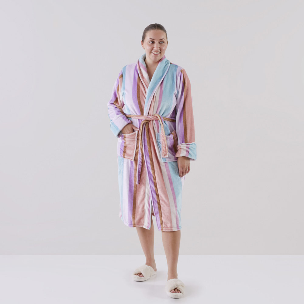 Printed Ultra Soft Neapolitan Multi Stripe Robe | Adairs