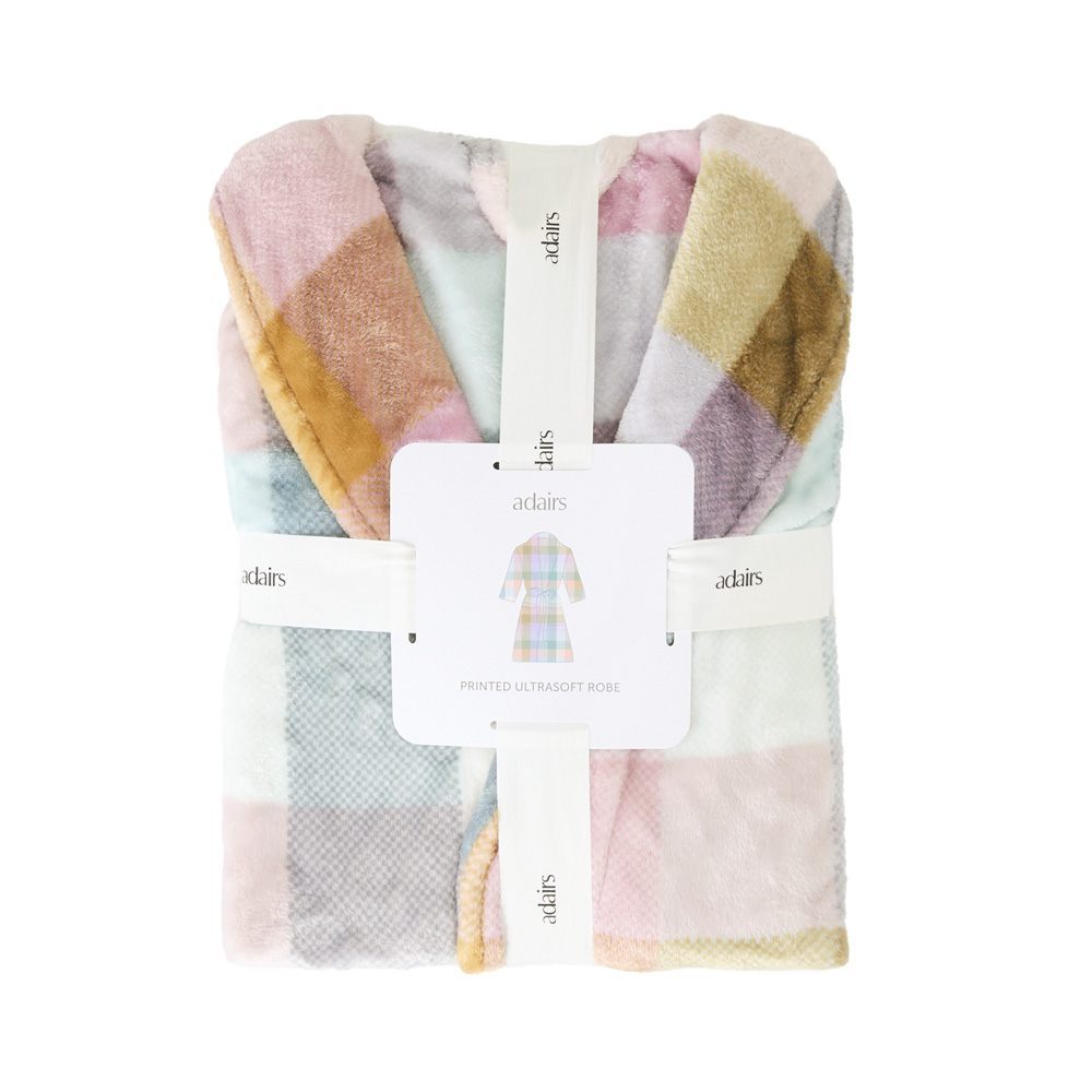 Printed Ultra Soft Multi Soulful Check Robe | Adairs