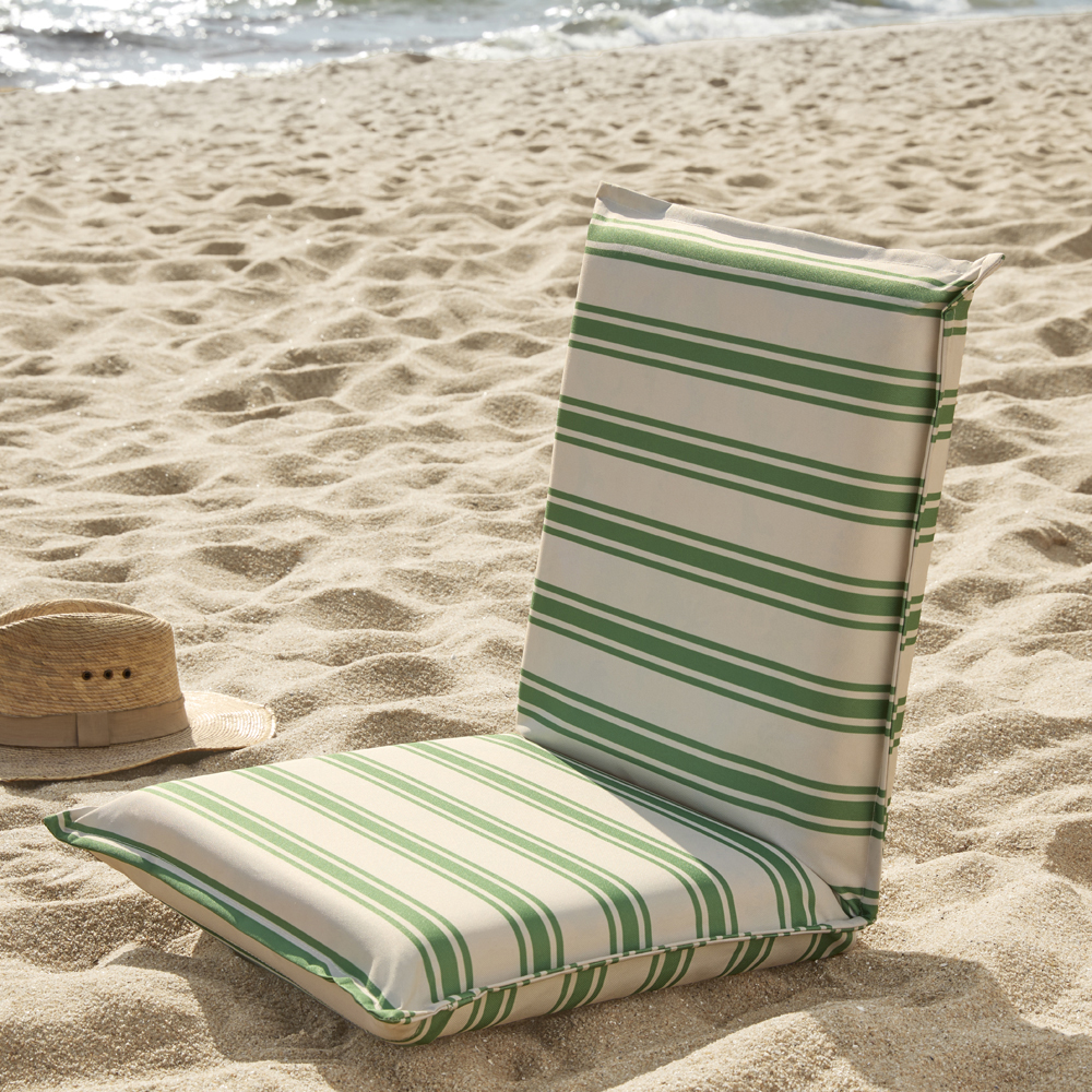 Green Stripe Padded Canvas Beach Chair | Adairs