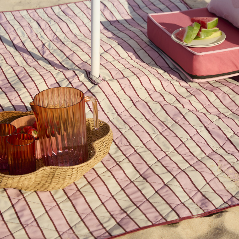 Pinks Stripe Cabana Umbrella Picnic Rug | Adairs