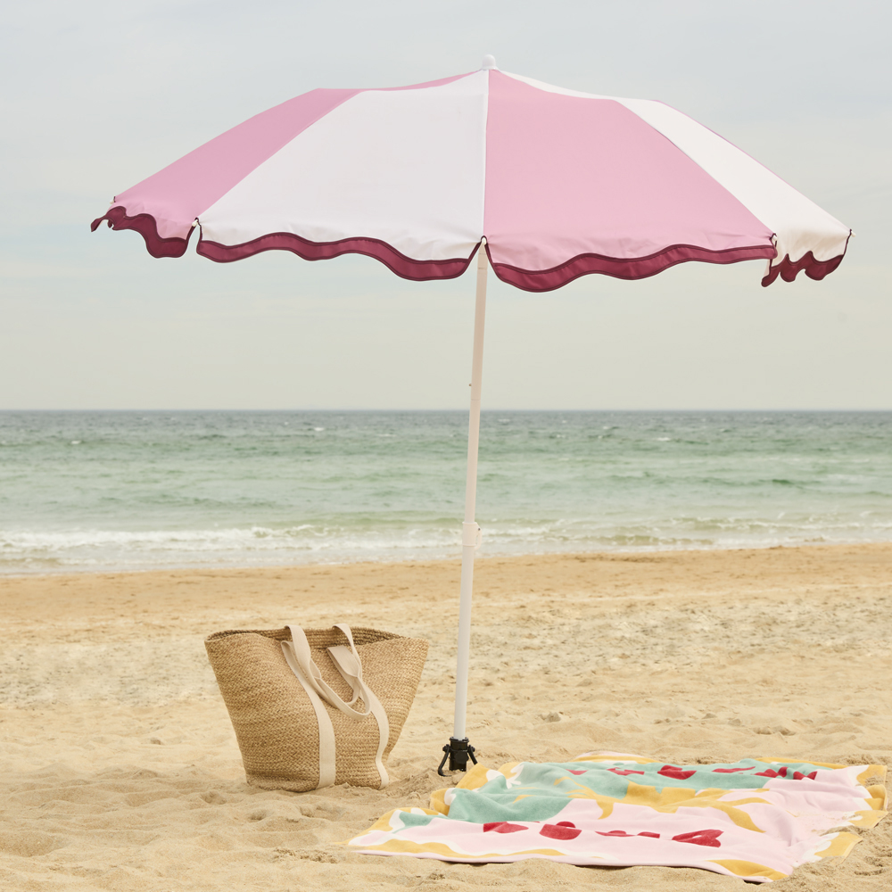 Pink & Natural Beach Umbrella | Adairs