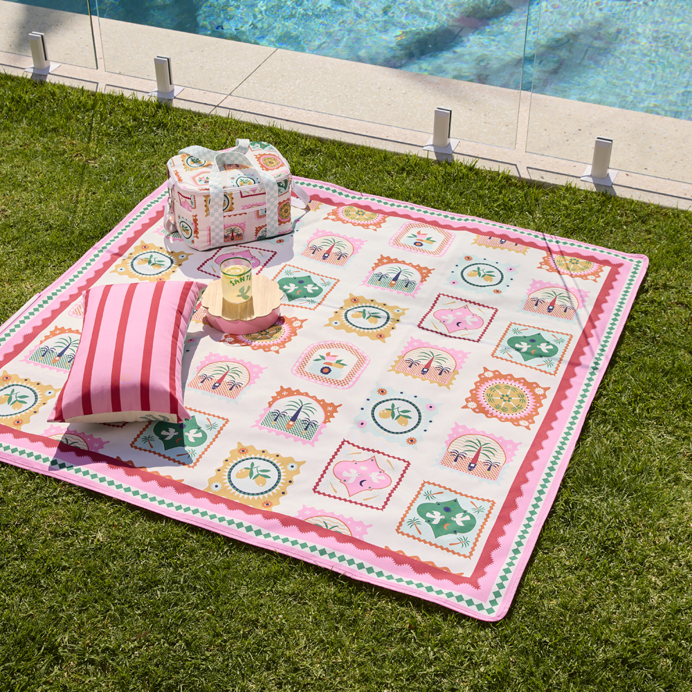 Holiday Stamp Multi Picnic Rug | Adairs