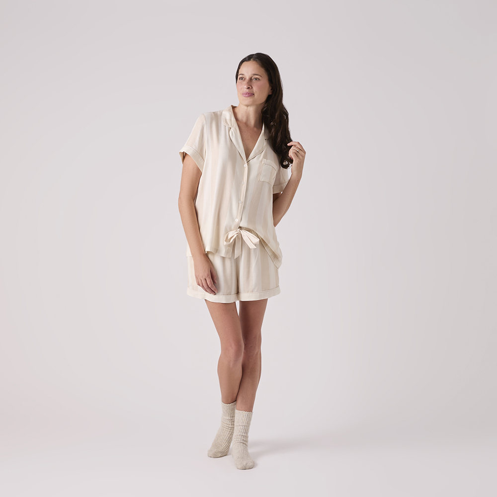 Natural Block Stripe Short Pyjama Set | Adairs