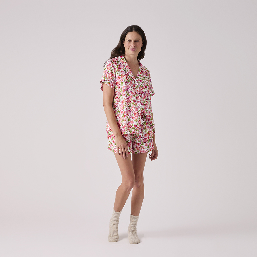 Sofia Floral White Short Pyjama Set | Adairs