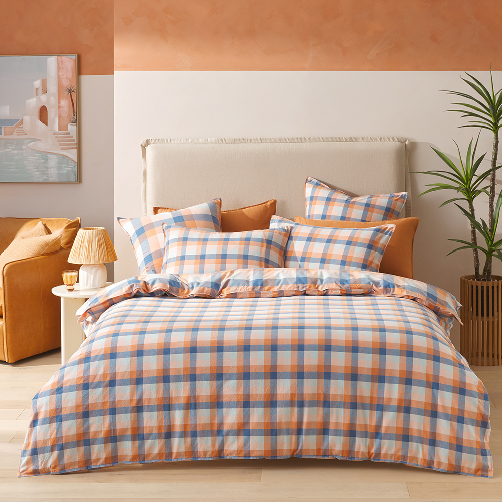 Yarn Dye Earth Check Quilt Cover Set + Separates | Adairs