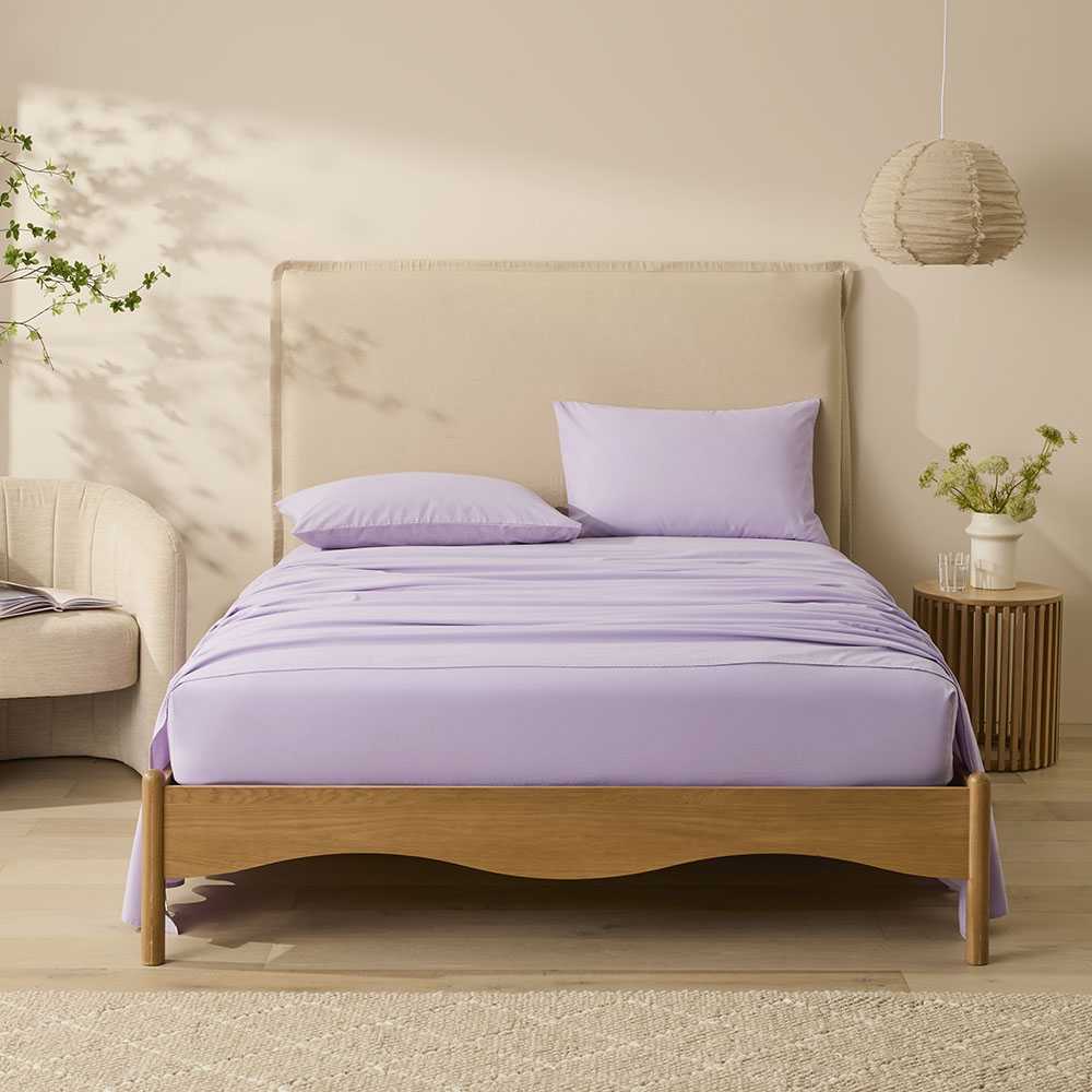 Stonewashed Cotton Lilac Sheet Set | Adairs