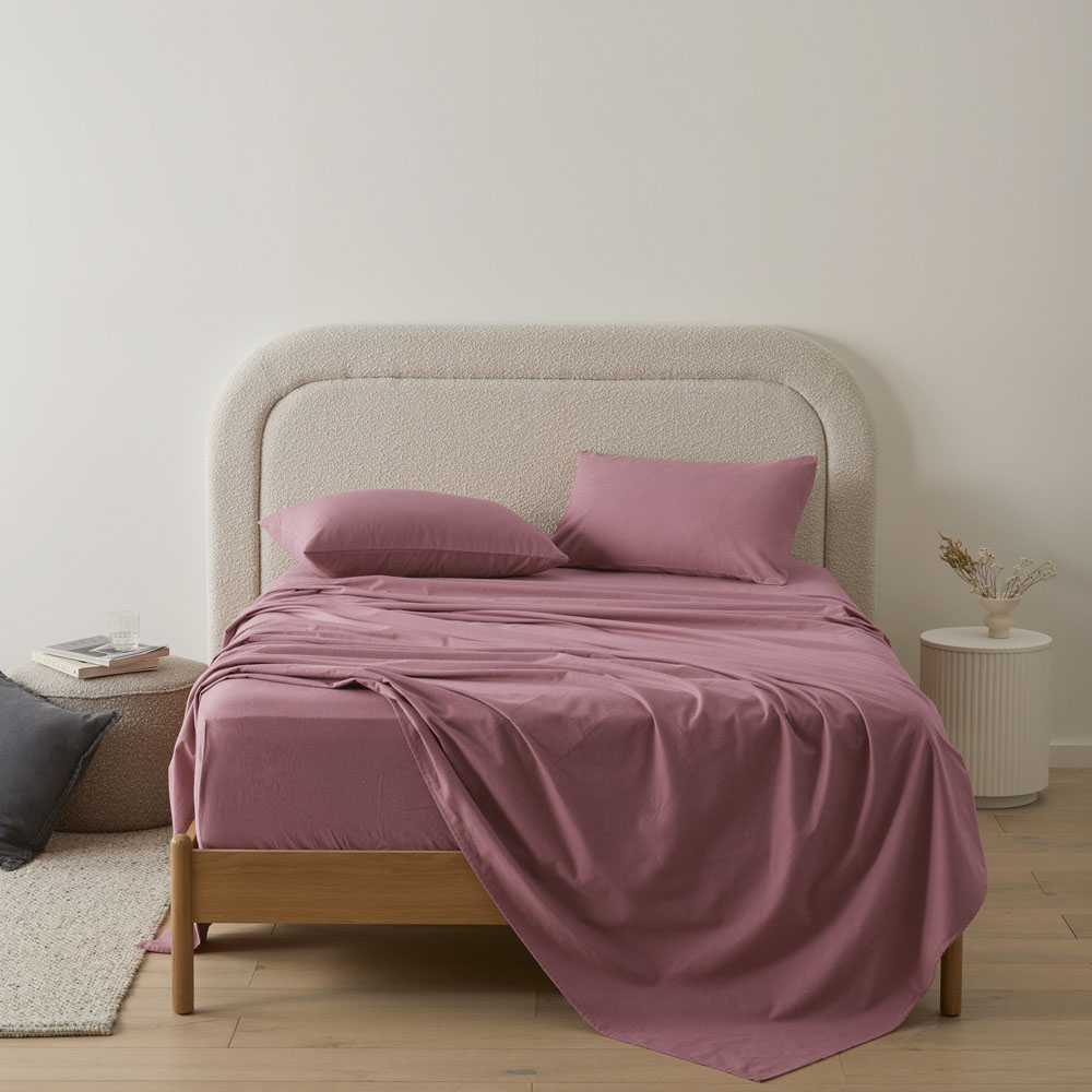 Flannelette Mauve Plain Dye Sheet Set | Adairs